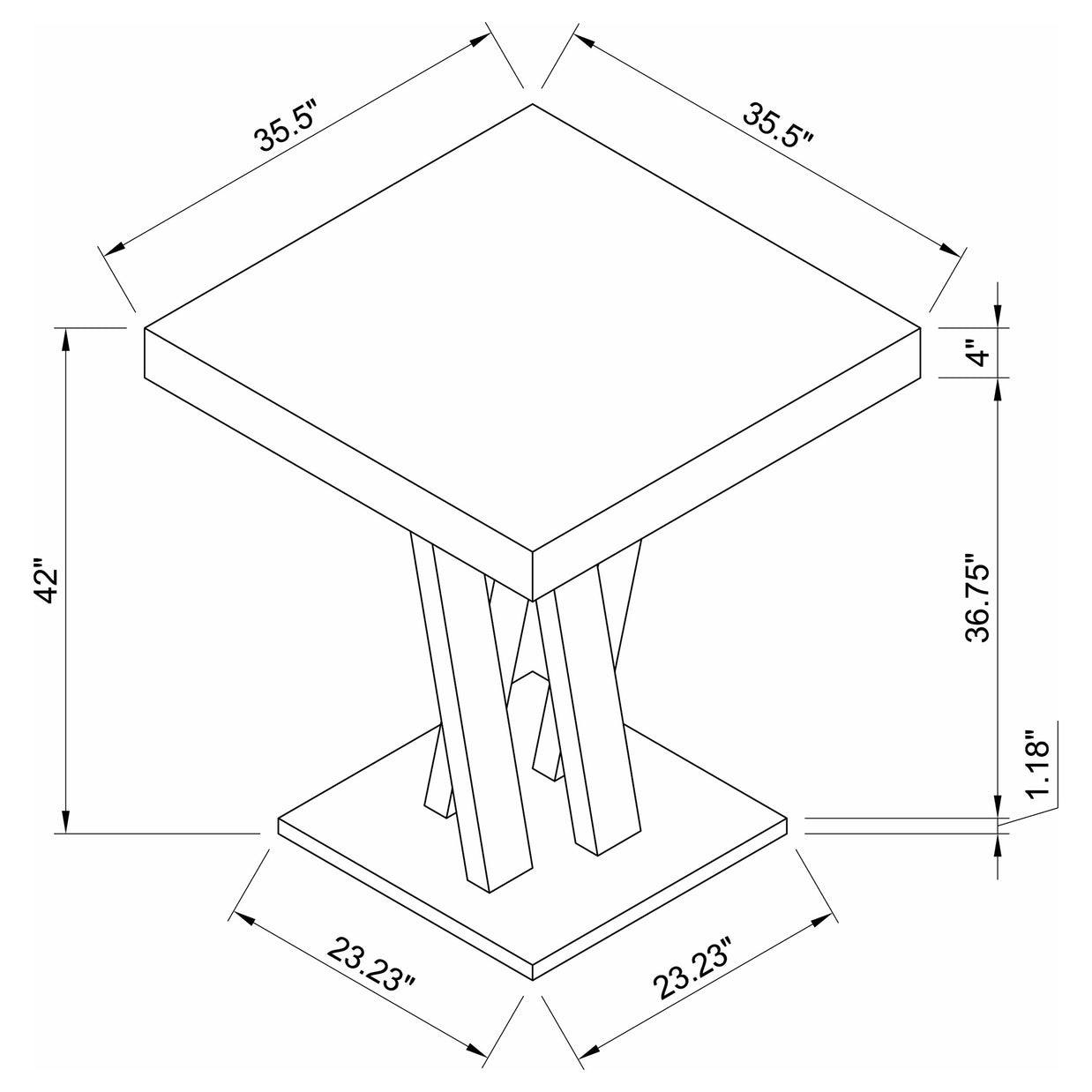 36-Inch Square Pub Height Bistro Bar Table – Caravana Furniture Shop