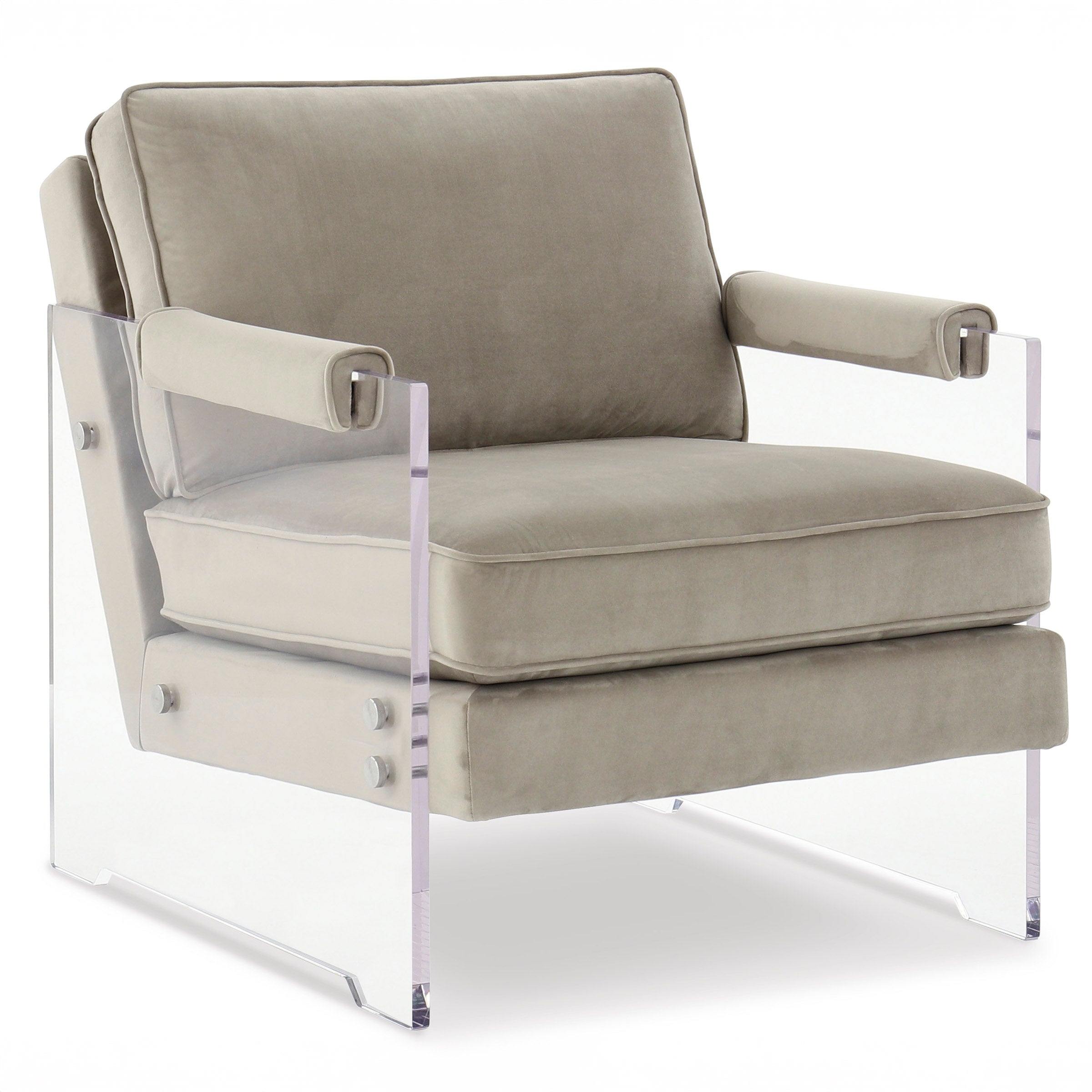 Acrylic & Taupe Micro Velvet Accent Chair – Caravana Furniture Shop
